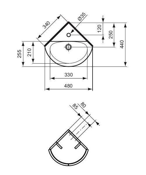 Ideal Standard - Lave-mains d'angle Connect Arc 34 x 44 cm - Distriartisan